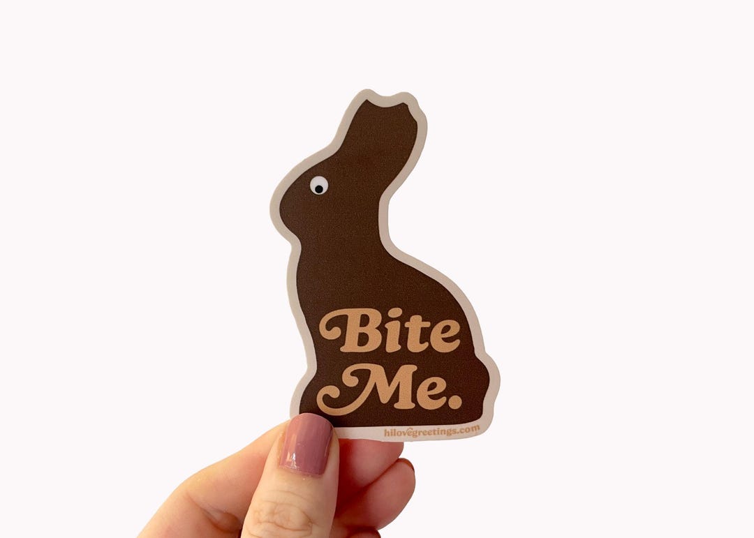 Chocolate Bunny Bite Me Sticker, Waterproof Die-cut Vinyl Sticker for ...