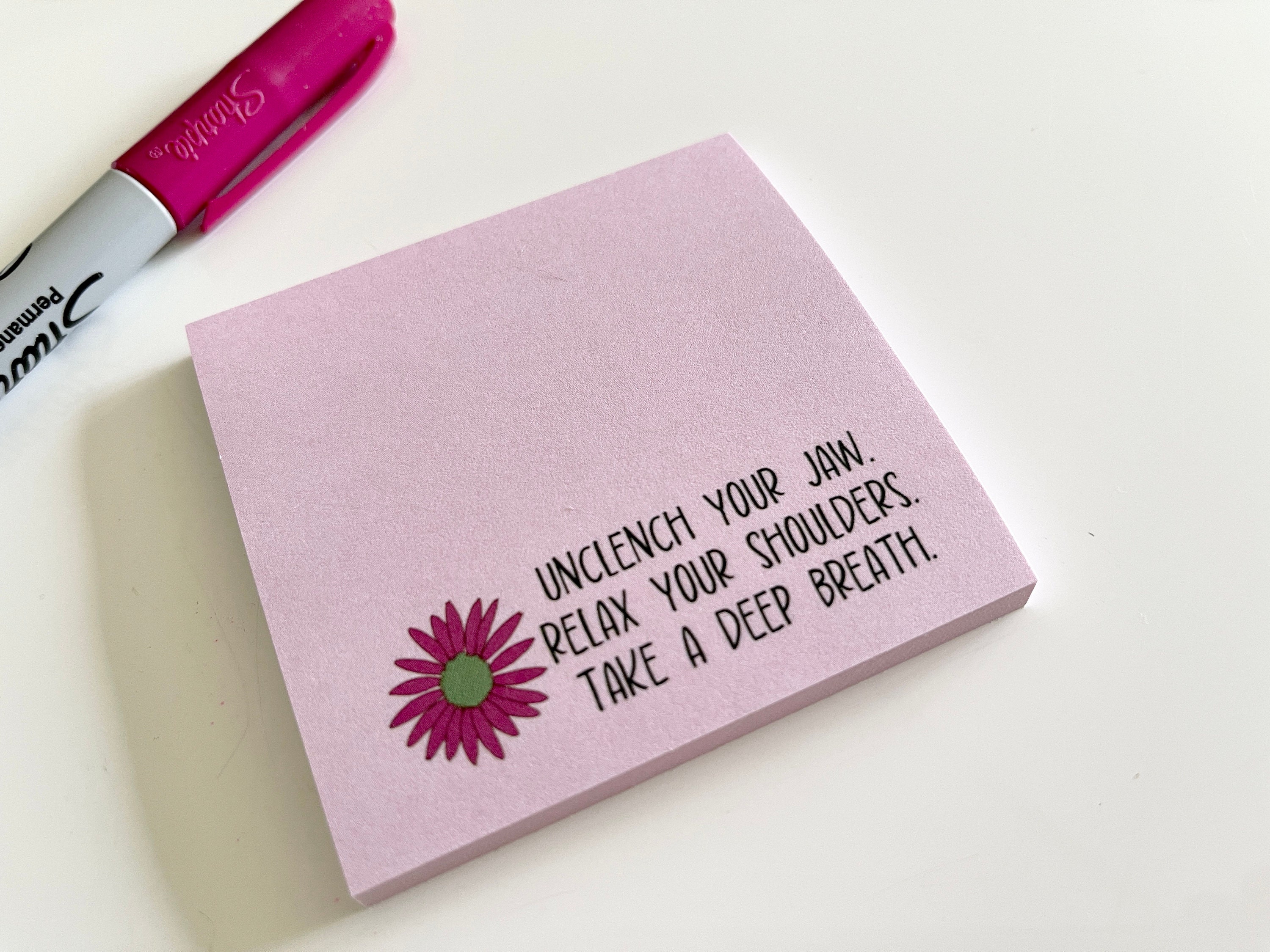 Cute Sticky Notes, Motivational Quote Notepad, Pink Notepad, Cute ...