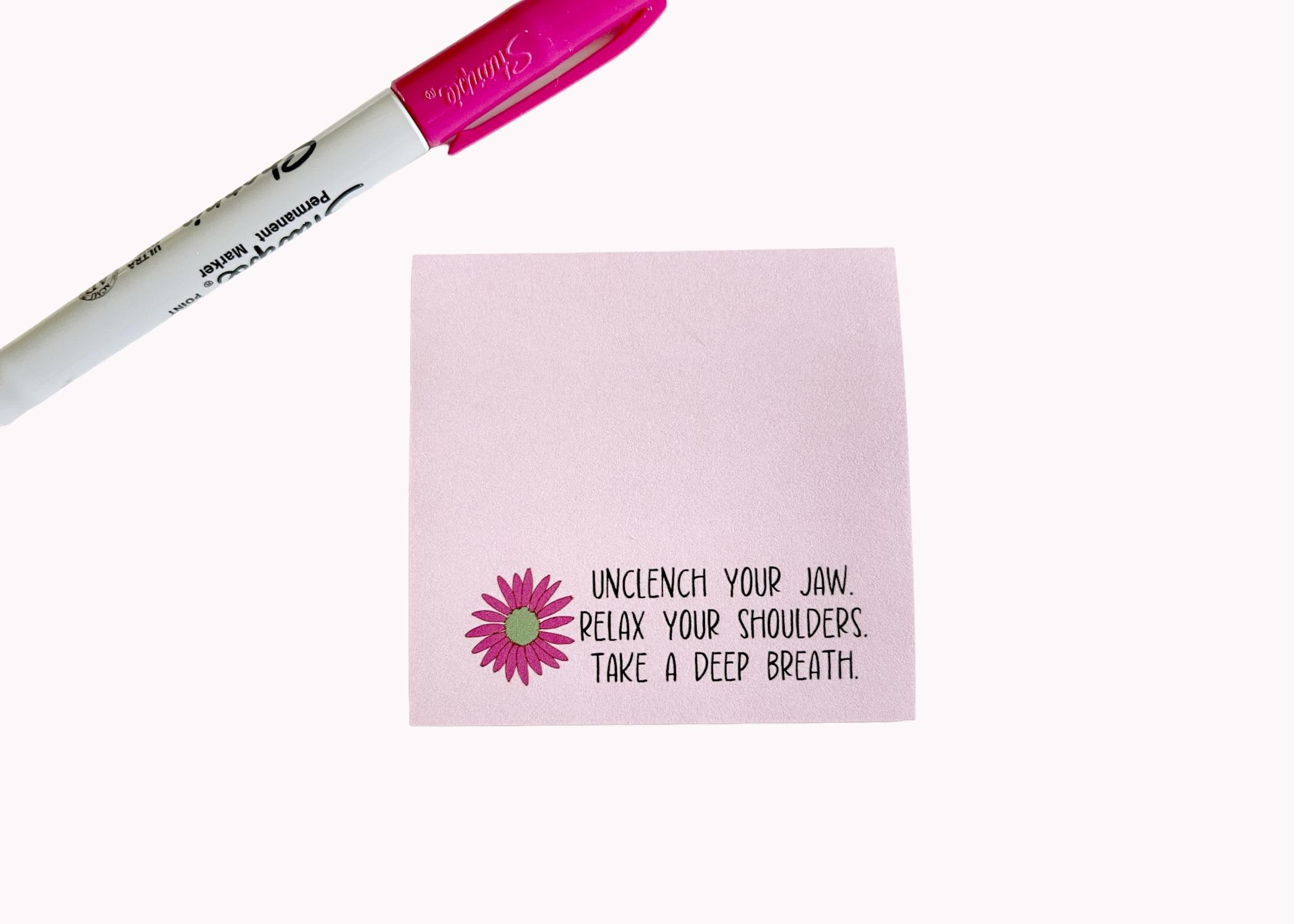 Cute Sticky Notes, Motivational Quote Notepad, Pink Notepad, Cute ...