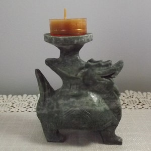 Vintage Chinese Carved Soapstone Dragon-like Figure - Jade-like Quality ...