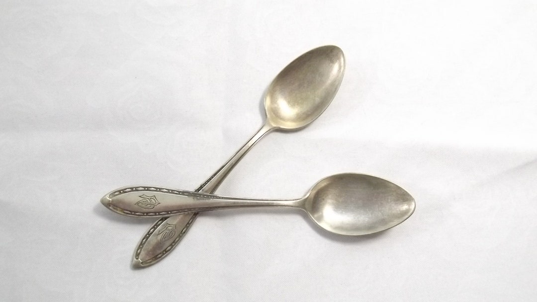 2 RARE Vintage AWS Wellner- Silber Silver Plated Teaspoons With ...