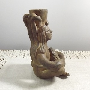 Vintage Seated Primitive Figure With Maize, Clay Pottery Statue - Etsy