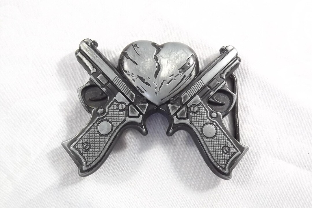 Revolvers and Heart Statement Belt Buckle Novelty Heavy Metal Buckle - Etsy