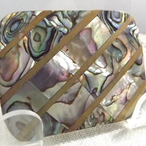 Vintage Mexico Belt Buckle Abalone Shell With Brass Inlay - Etsy
