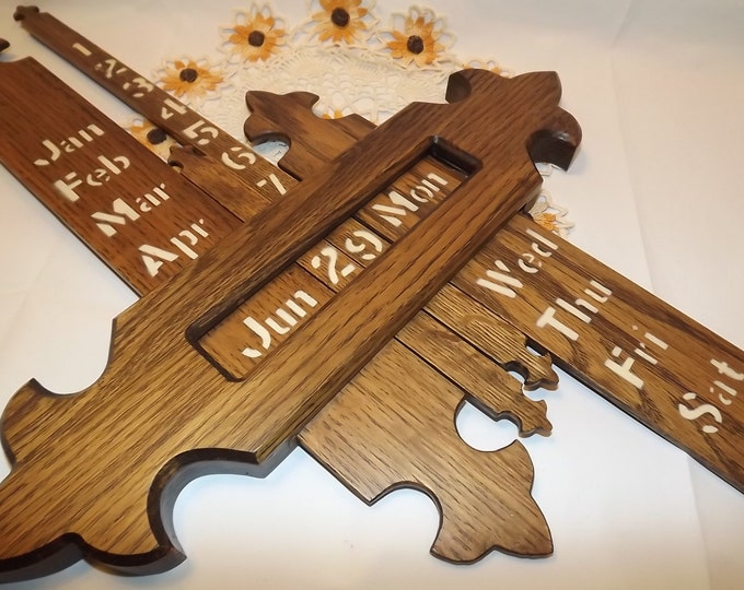 Rustic Sliding Wooden Calendar, Always Know the Month, Date and Day of ...
