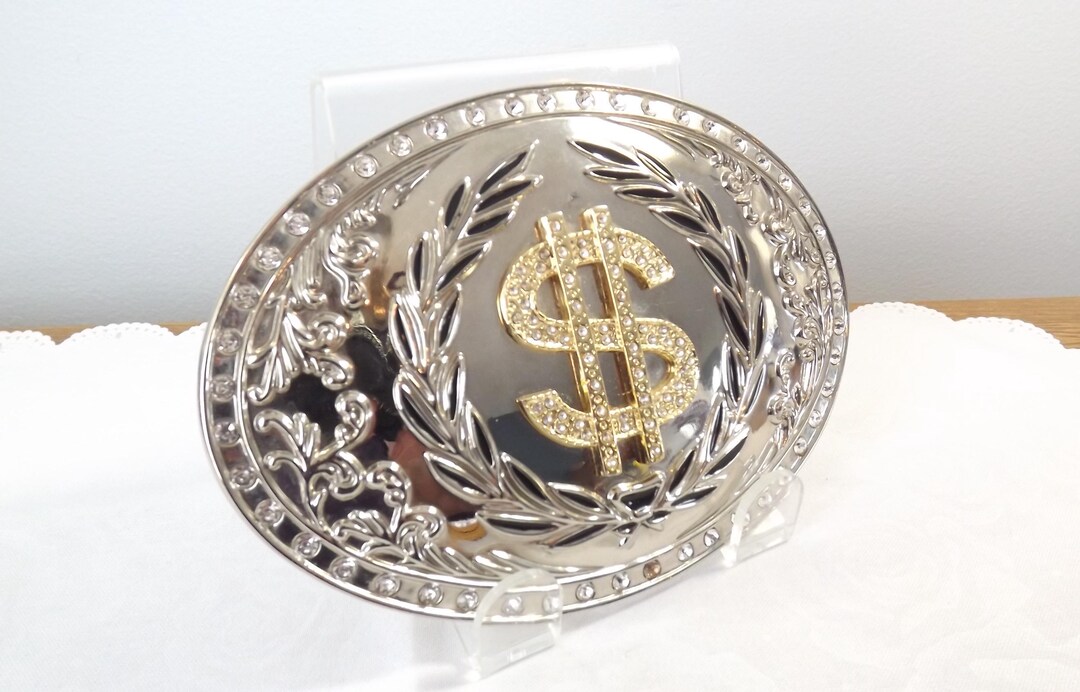 Dollar Sign and Rhinestone Belt Buckle - Etsy