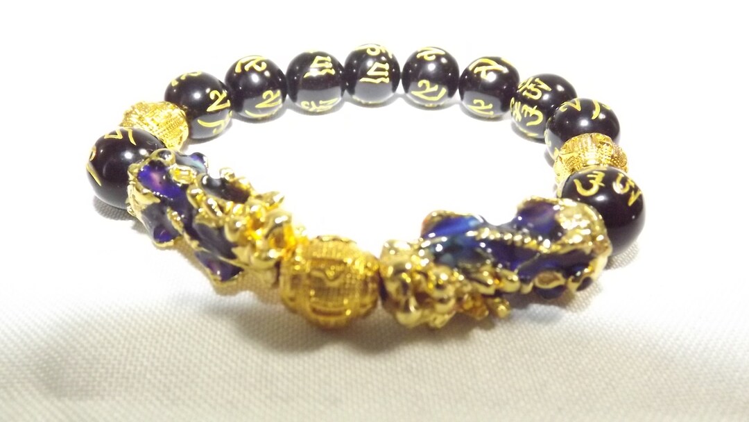 Black Obsidian Chinese Beaded Stretch Bracelet, Polished Stone Beauty ...