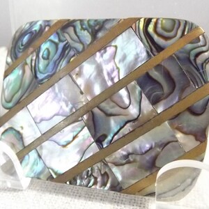 Vintage Mexico Belt Buckle Abalone Shell With Brass Inlay - Etsy