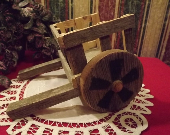 Rustic Replica Red River Cart for Display or Play, Vintage Wooden Cart ...