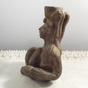 Vintage Seated Primitive Figure With Maize, Clay Pottery Statue - Etsy