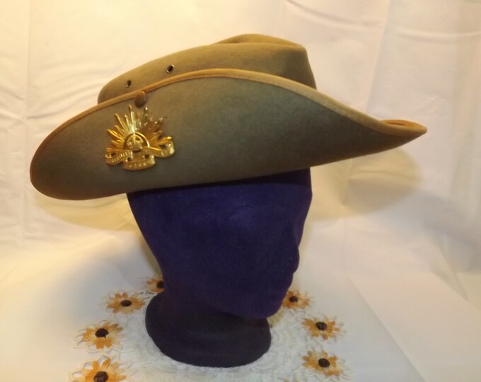 Antique Australian Military Slouch Hat Khaki Pure Wool Felt Army Hat ...