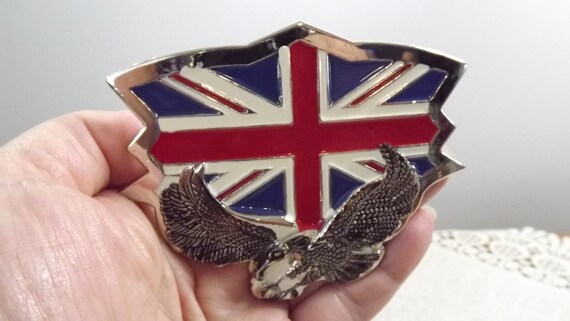 Union Jack Flag and Eagle Belt Buckle, British Flag a… - Gem