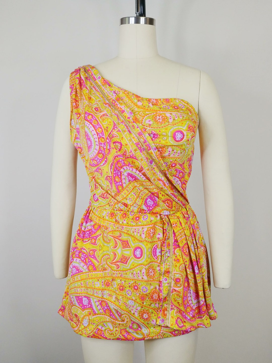 1950s Sears Sea Stars One Shoulder Paisley One Piece Swimsuit | Vintage ...