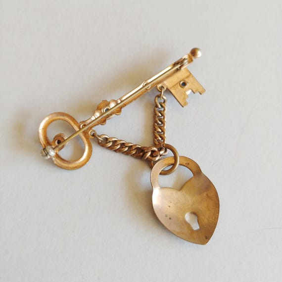 1950s Key to My Heart Brooch | Vintage 50s Rockabilly… - Gem