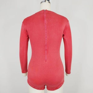 1950s Red Dance Leotard | Vintage 50s Cotton Knit Long Sleeve Gym Suit ...