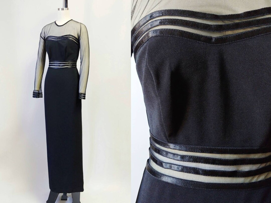 1980s Susan Roselli for Vijack Black Bodycon Evening Gown | Vintage 80s ...