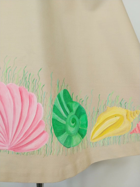 1970s Hand Painted Seashell Signed Wrap Skirt | Vinta… - Gem