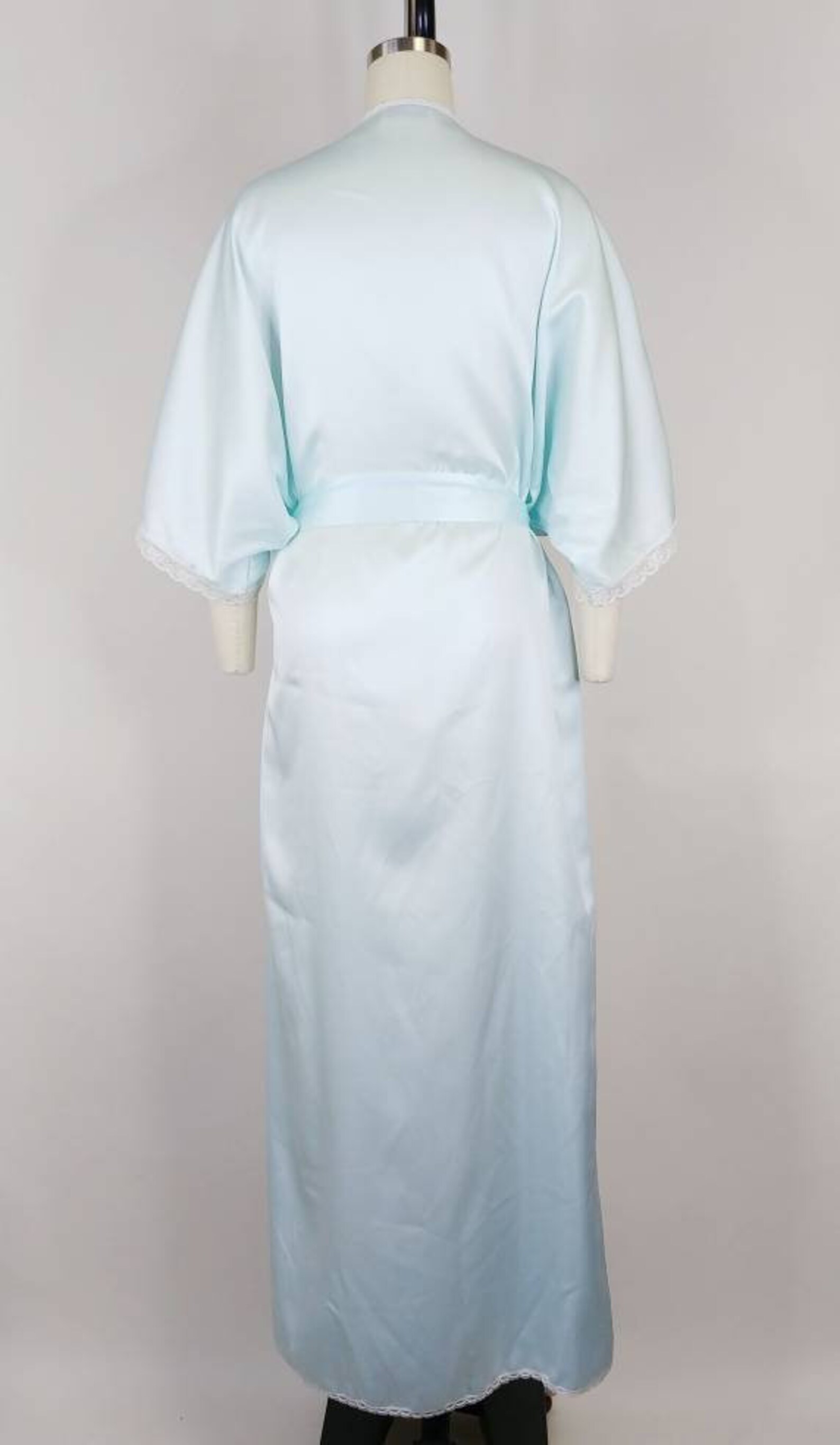 1980s Christian Dior Satin Robe Vintage 80s Aqua Blue - Etsy