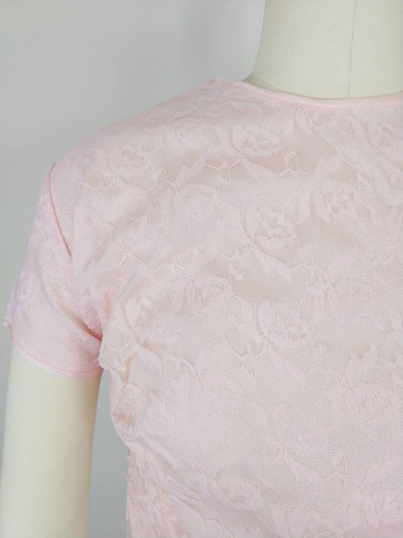 1960s Light Pink Lace Button Back Blouse | Vintage 60… - Gem