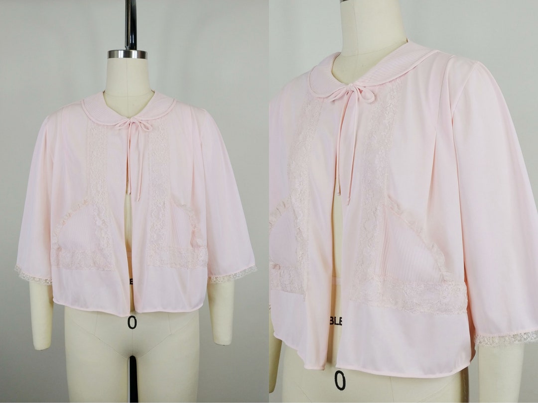 1950s Nanette Light Pink Nylon Bed Jacket Vintage 50s Peignoir Top ...