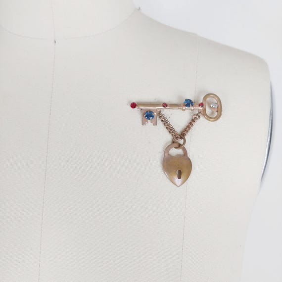 1950s Key to My Heart Brooch | Vintage 50s Rockabilly… - Gem