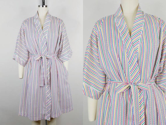 1970s Sears Bazaar Jr. Rainbow Striped Seersucker Lou… - Gem