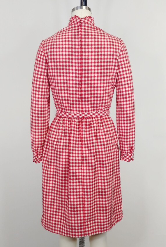 1960s Villager Red and White Gingham Wool Dress | Vin… - Gem