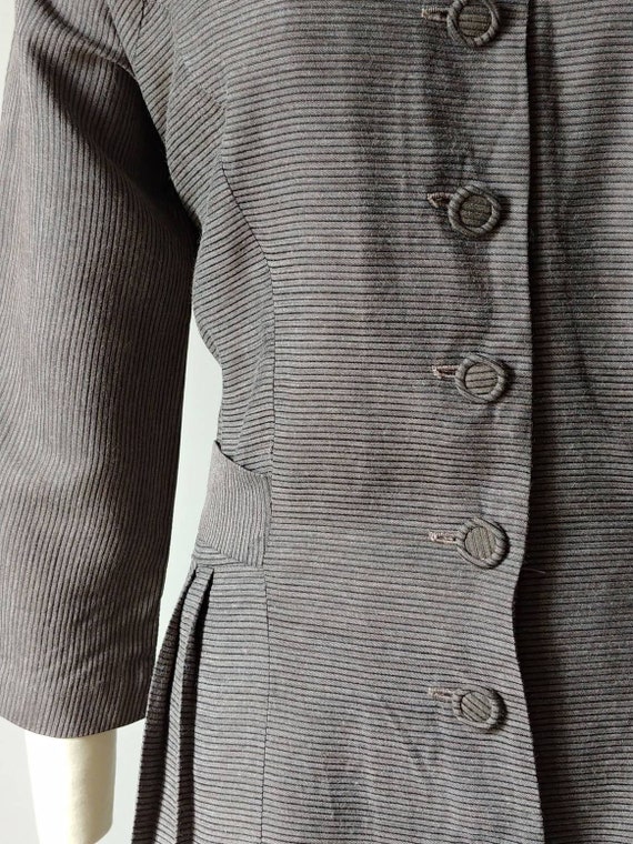 1950s Miss Peg Palmer Brown Ribbed Day Dress | Vintag… - Gem