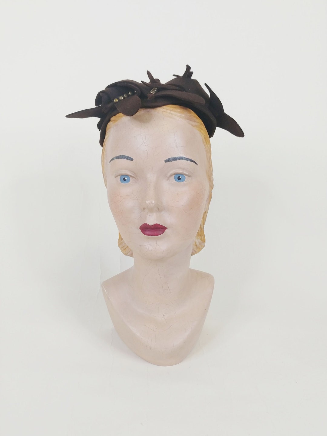 1940s Brown Felt Cocktail Hat | Vintage 40s Topper | Women's Fall Hats ...