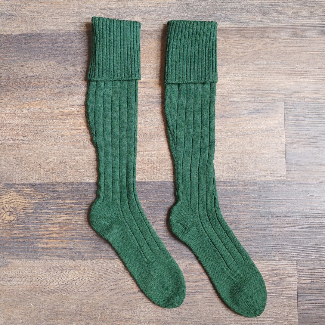 1940s Forest Green Wool Knit Knee Socks - Etsy