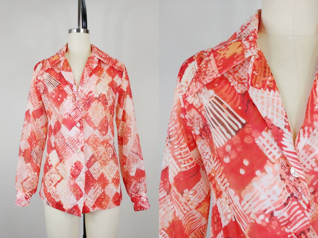 1970s Lady Arrow Sheer Polyester Button Down Blouse Vintage - Etsy