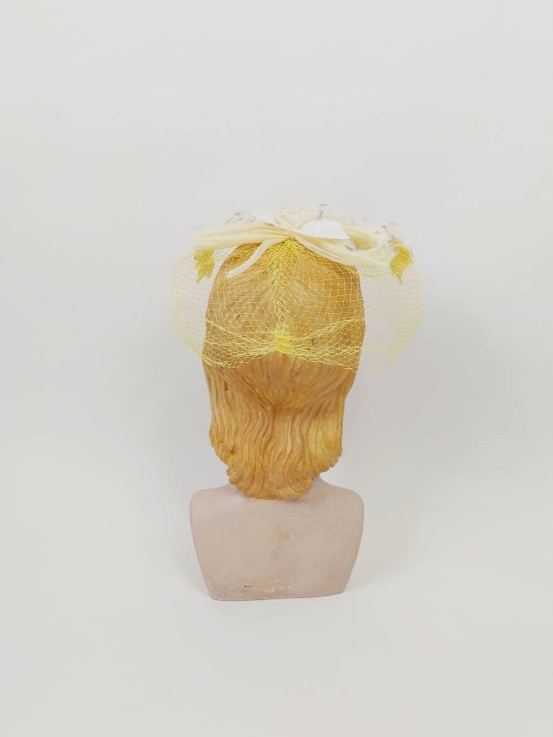 1950s Yellow Floral Net Topper Vintage 50s Veil Hat | Etsy