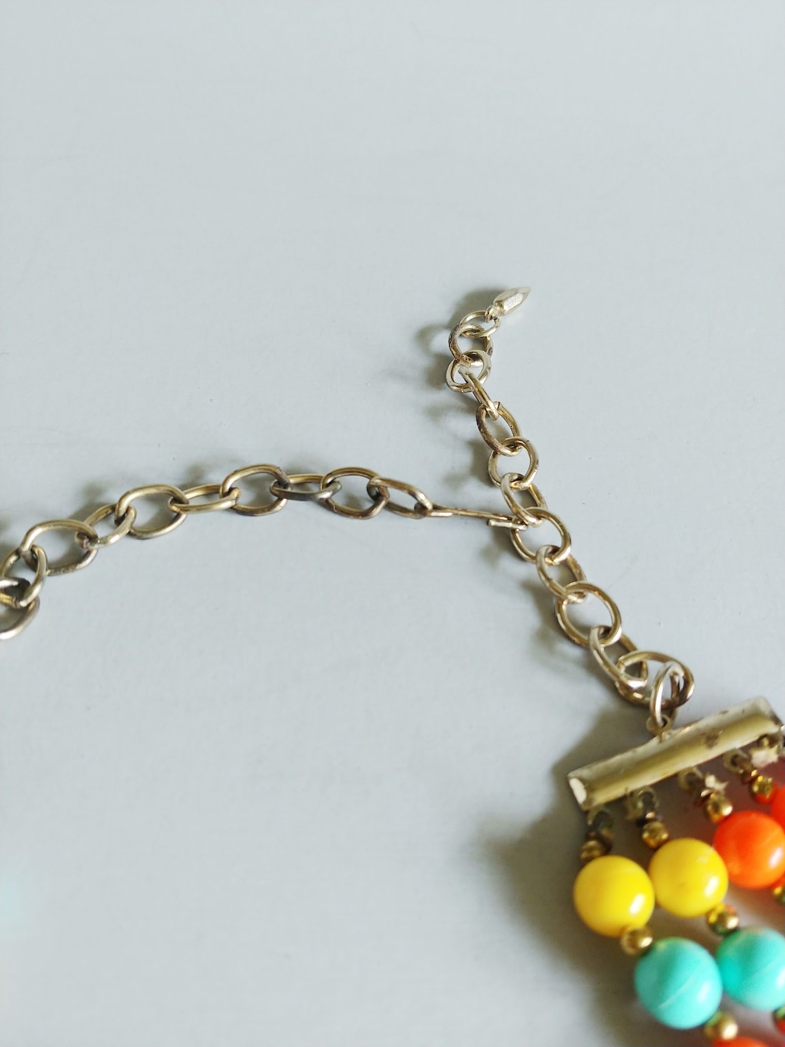 1960s Five Strand Beaded Necklace | Vintage 60s Aqua Blue Tangerine ...