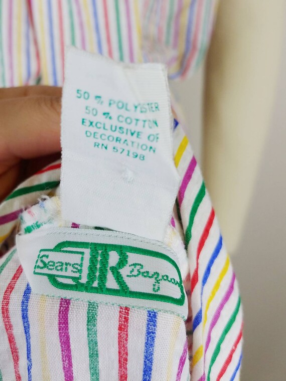 1970s Sears Bazaar Jr. Rainbow Striped Seersucker Lou… - Gem