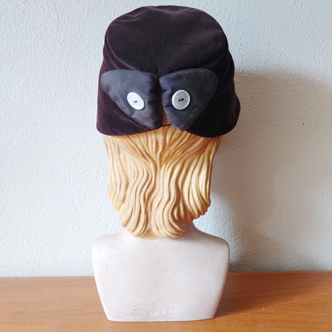 1950s Brown Velvet Ponytail Hat | Vintage 50s Cloche Hat - Etsy