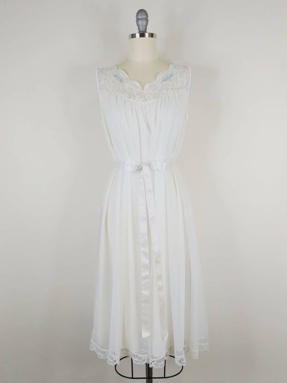 1950s Shadowline White Double Layer Chiffon Peignoir … - Gem
