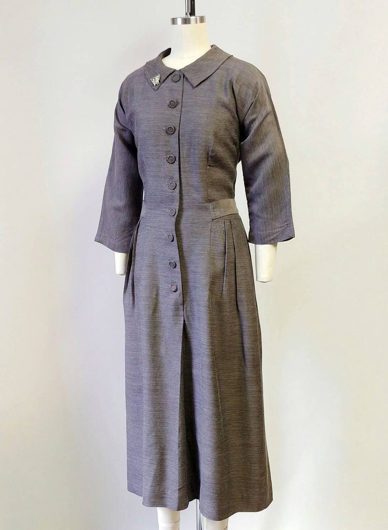 1950s Brown Ribbed Day Dress | Vintage Miss Peg Palmer, S/M - Etsy