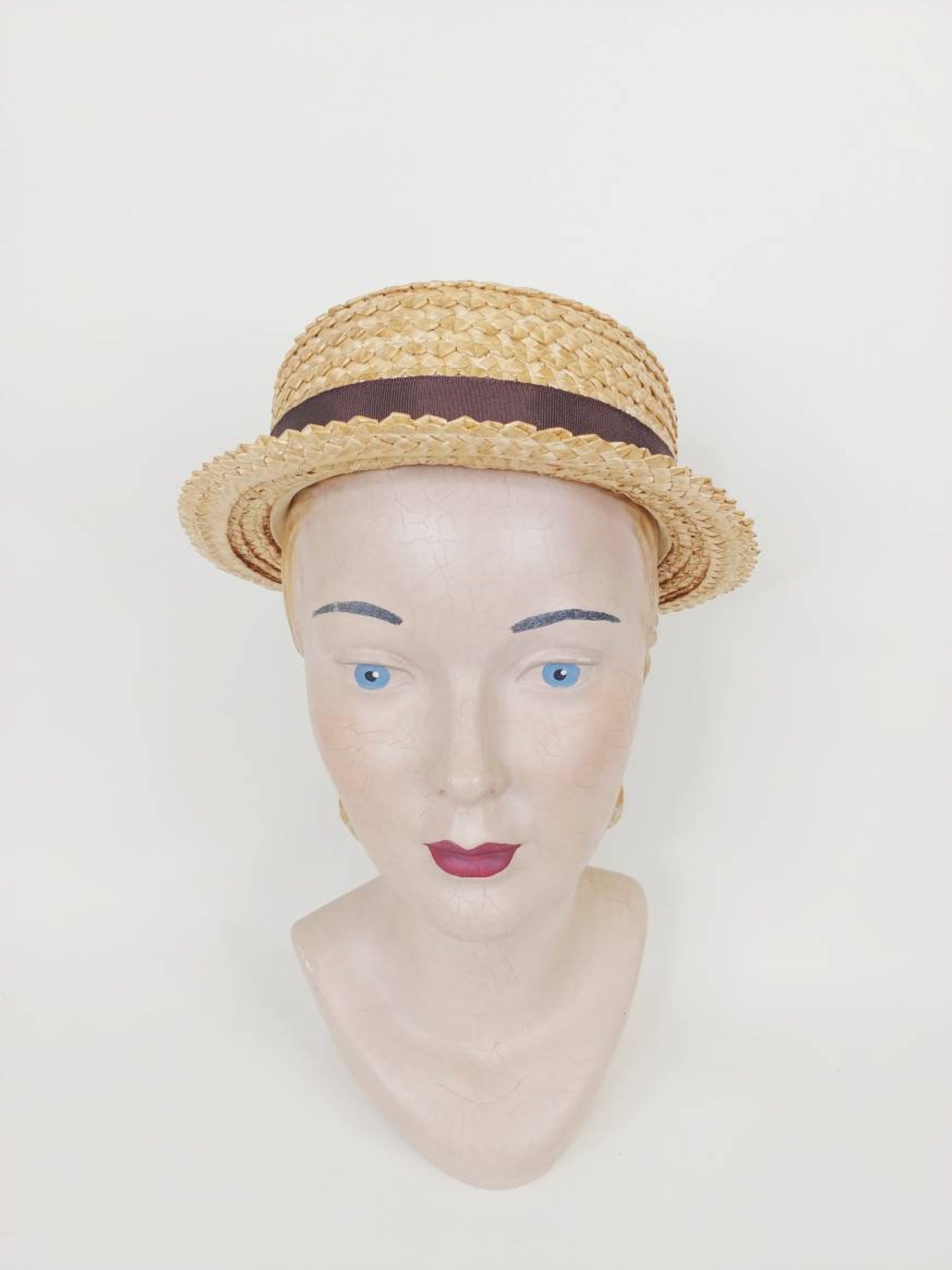 1930s Summer Straw Boater | Vintage 30s Carson Pirie Scott Co Skimmer ...