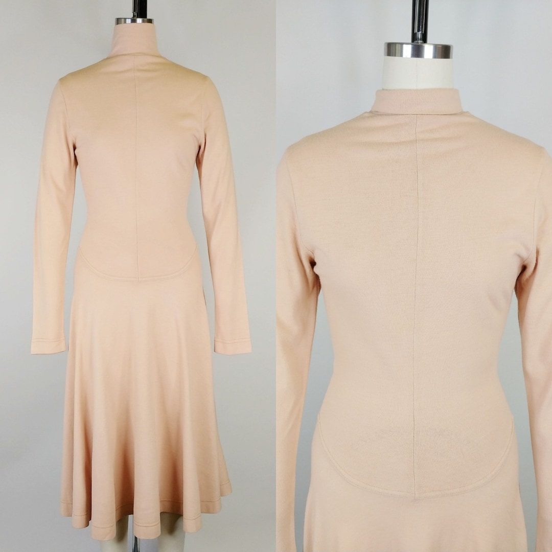 1970s Alley Cat by Betsey Johnson Camel Knit Swing Dress | Vintage 70s ...