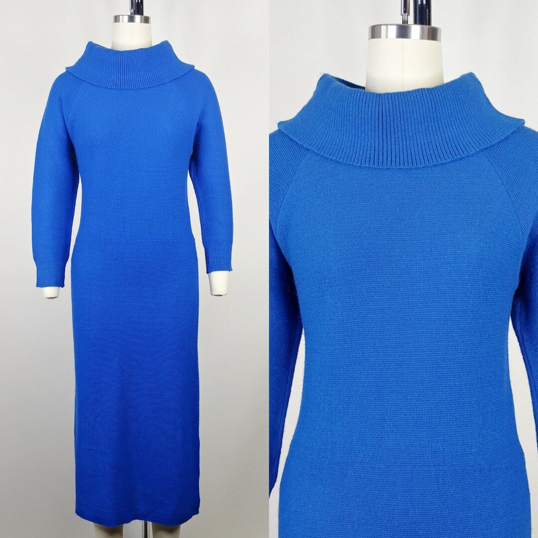 Buy 1970s Jonathan Logan Bright Blue Knit Body Hugger Dress Vintage 70s ...