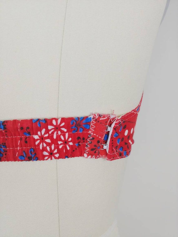 1970s Red Bandana Print Cotton Sun Top Vintage 70s … Gem