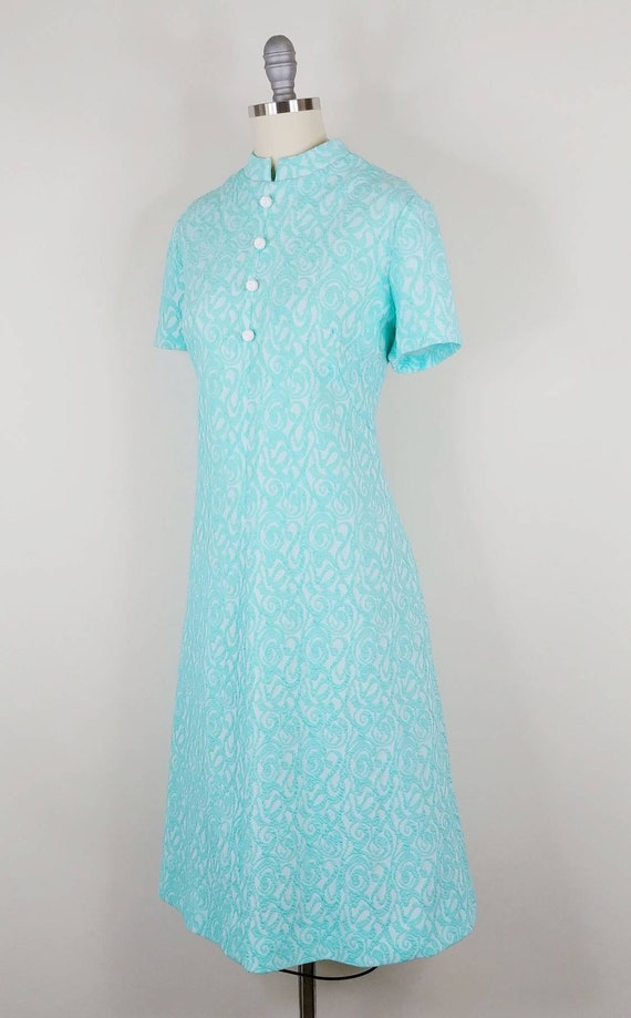 1960s Seafoam Green Double Knit Polyester Dress | Vin… - Gem
