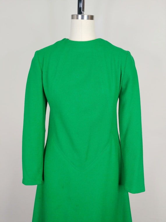1960s Kelly Green Wool Dress | Vintage 60s Drop Waist… - Gem