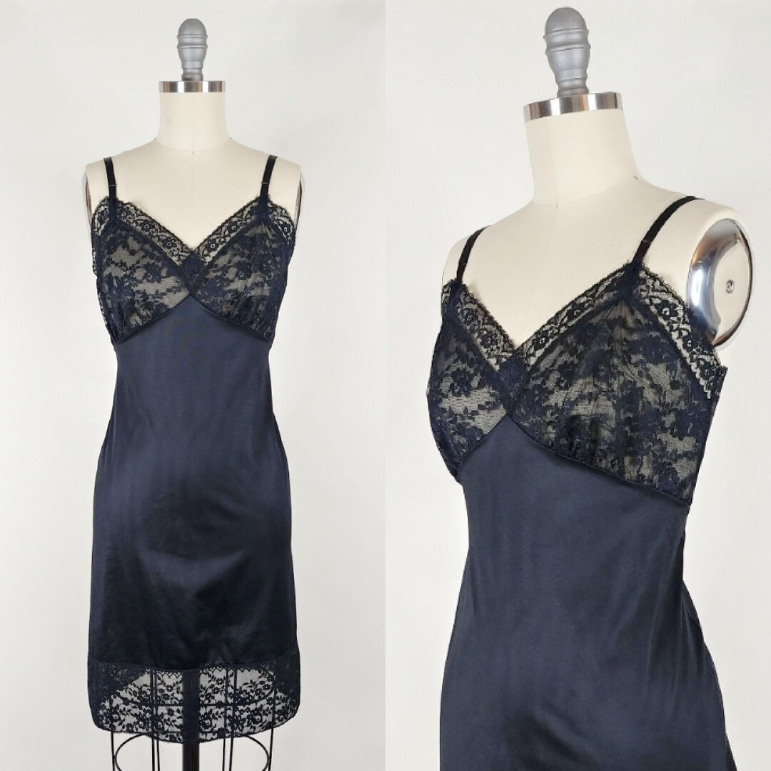 1960s Van Raalte Black Nylon Slip | Vintage 60s Full Slip 34 Small - Etsy