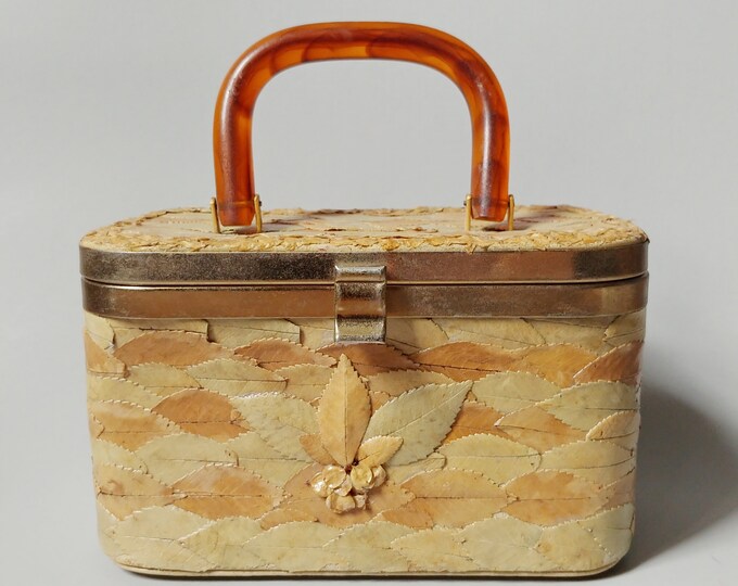 1960s Decoupage Leaf Box Purse | Vintage 60s Handbag - Etsy
