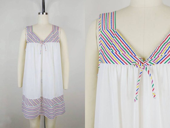 1970s Sears Bazaar Jr. Rainbow Striped Seersucker Lou… - Gem