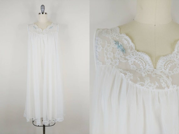 1950s Shadowline White Double Layer Chiffon Peignoir … - Gem