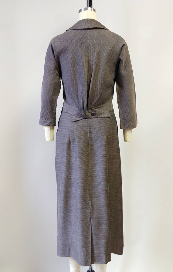 1950s Miss Peg Palmer Brown Ribbed Day Dress | Vintag… - Gem