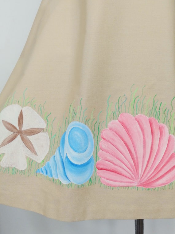 1970s Hand Painted Seashell Signed Wrap Skirt | Vinta… - Gem