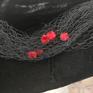 1930s Tricorn Black and Red Velvet Hat | Vintage 30s Saks 34th Three ...